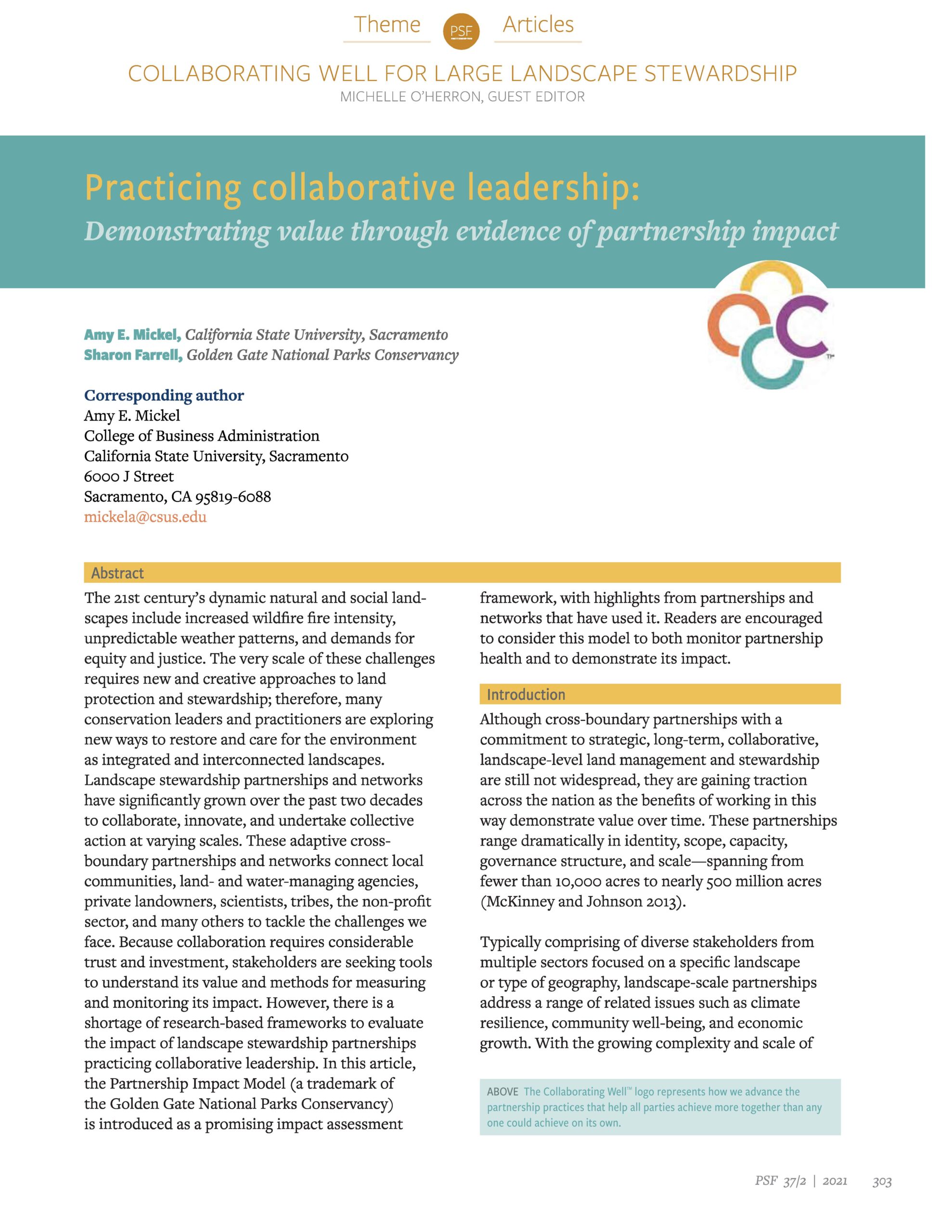 Practicing collaborative leadership: Demonstrating value through ...