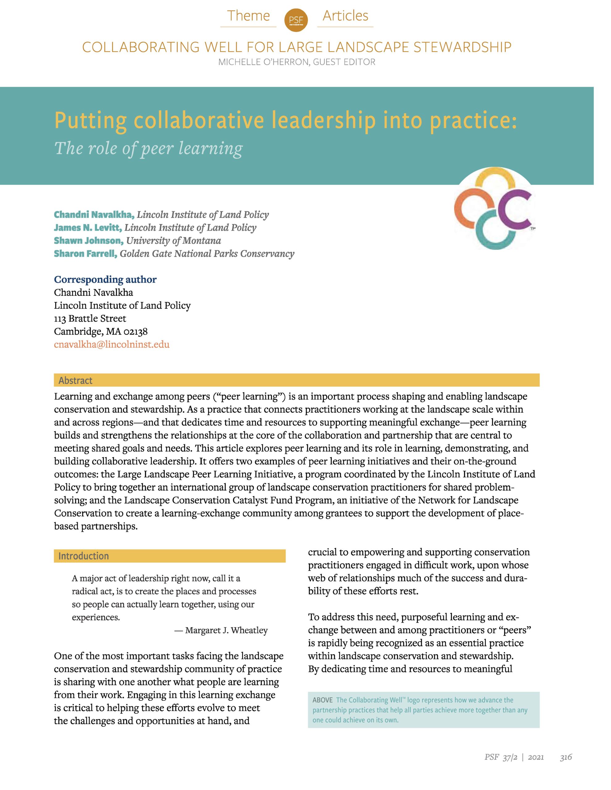 Putting collaborative leadership into practice: The role of peer ...